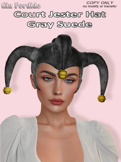 Second Life Marketplace - Court Jester Hat Grey Suede